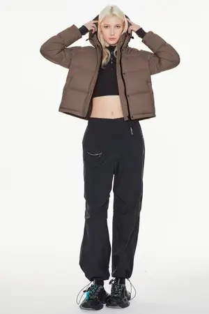 OROLAY Puff-o® Cropped Down Puffer Jacket Coffee