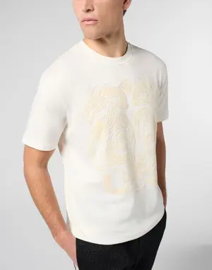Philipp Plein Printed Round Neck T-shirt Dragon