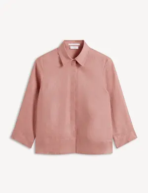 HOBBS LONDON Nita Three-quarter Sleeve Linen Shirt - Softpeachpink