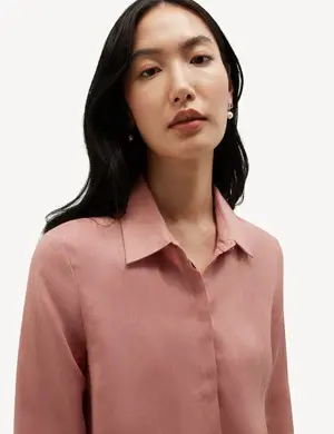 HOBBS LONDON Nita Three-quarter Sleeve Linen Shirt - Softpeachpink
