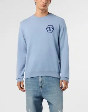 Philipp Plein Cashmere Roundneck Pullover Jacquard Hexagon