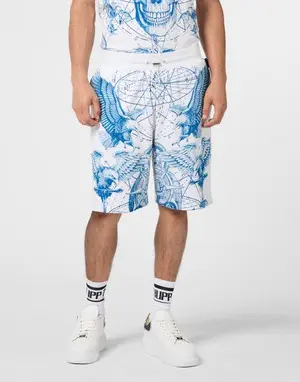 Philipp Plein Tattoo Printed Fleece Shorts - Offwhite