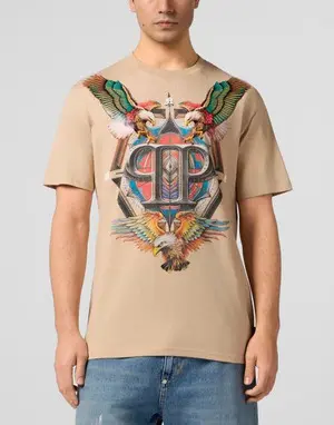 Philipp Plein Round Neck T-shirt Eagle Tattoo - Beige