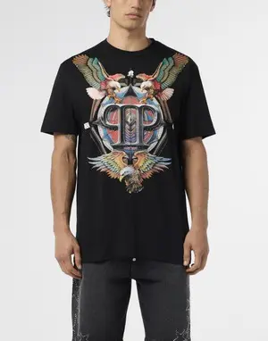 Philipp Plein Round Neck T-shirt Eagle Tattoo - Black