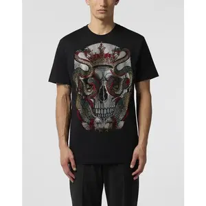Philipp Plein Round Neck T-shirt Snake King Stones