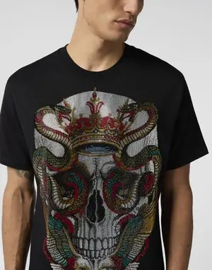 Philipp Plein Round Neck T-shirt Snake King Stones