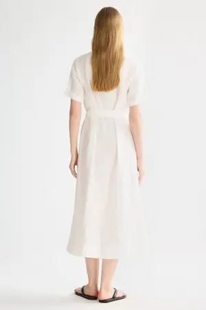 OROLAY Classic Linen Maxi Dress - White