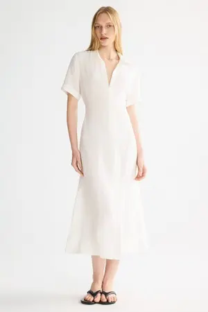 OROLAY Classic Linen Maxi Dress - White