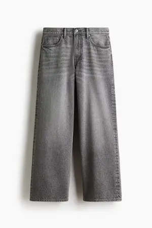 H&M Wide-leg Cotton Denim Jeans - Denim Gray