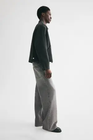 H&M Wide-leg Cotton Denim Jeans - Denim Gray