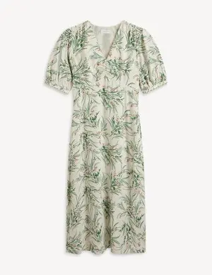 HOBBS LONDON Florentina Ruched V-neck Midi Dress - Ivorymulti