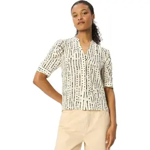 Whistles Dashed Spot Gathered Blouse - Ivory/multi