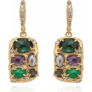 DEJI ENIOLA Mosaic Agate Earrings - Gold