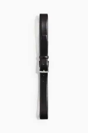 H&m Leather Belt With Metal Buckle - Black