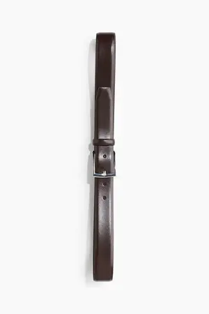 H&m Leather Belt With Metal Buckle - Brown