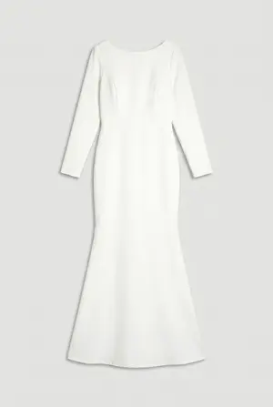 Coast Petite Slash Neck Puddle Wedding Dress