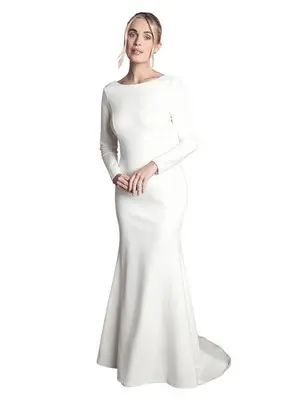 Coast Petite Slash Neck Wedding Dress - Ivory