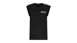 Balmain Cotton Sleeveless Logo Tank - Black