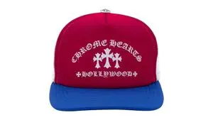 Chrome Hearts Cemetery Cross Hollywood Trucker Hat - Red/white/blue