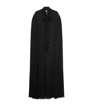 Marina Rinaldi Chiffon Tie-neck Cape - Black