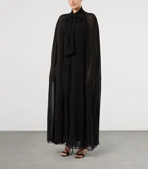 Marina Rinaldi Chiffon Tie-neck Cape