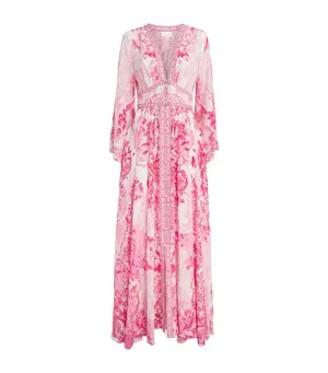 Camilla Silk Printed Maxi Dress - Pink