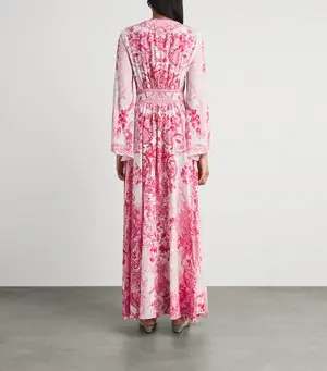 Camilla Silk Printed Maxi Dress - Pink