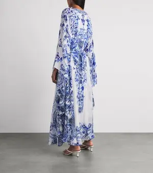 Camilla Silk Embellished V-neck Kaftan