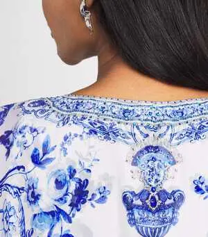 Camilla Silk Embellished V-neck Kaftan