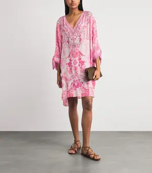 Camilla Embellished Silk Mini Kaftan