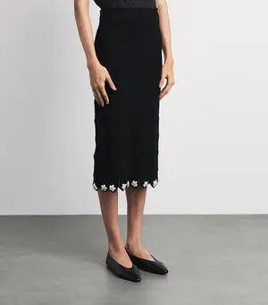 Maje Knitted Embellished Midi Skirt