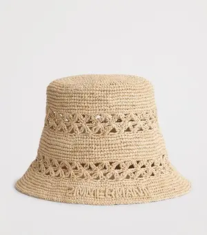 Zimmermann Raffia Woven Bucket Hat - Beige