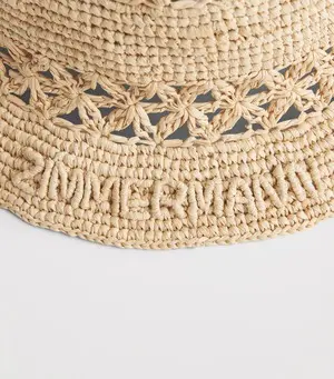 Zimmermann Raffia Woven Bucket Hat - Beige