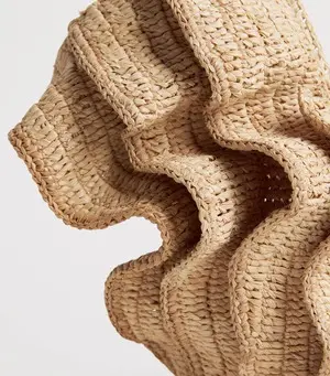 Zimmermann Small Raffia Goldentime Ruffle Tote Bag