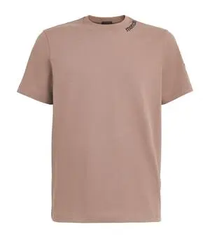 Moncler Cotton Embroidered Logo T-shirt - Brown