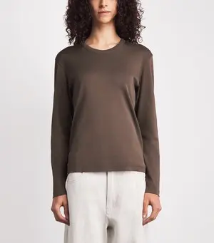 LEMAIRE Cotton Ribbed Long-sleeve T-shirt - Brown