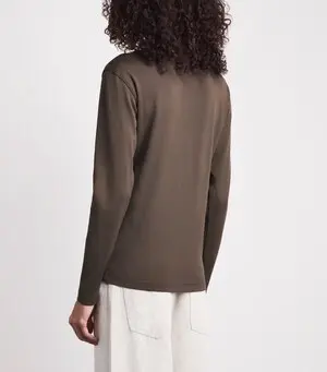 LEMAIRE Cotton Ribbed Long-sleeve T-shirt - Brown