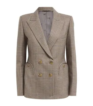 BLAZÉ MILANO Virgin Wool Check Charmer Double-breasted Blazer