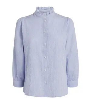 ME+EM Seersucker Stripe Blouse - Blue