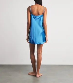 TORLOWEI Silk Tokoni Mini Slip Dress With Lace Detailing