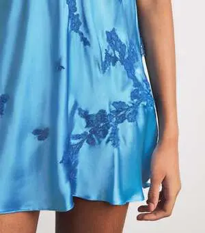 TORLOWEI Silk Tokoni Mini Slip Dress With Lace Detailing