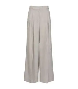 Max Mara Virgin Wool Wide-leg Trousers - Beige