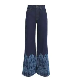 La DoubleJ Printed Cropped Flared Jeans