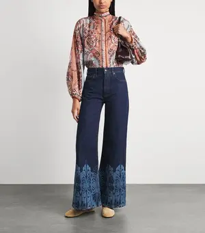 La DoubleJ Printed Cropped Flared Jeans