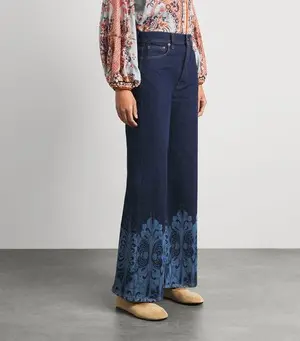 La DoubleJ Printed Cropped Flared Jeans