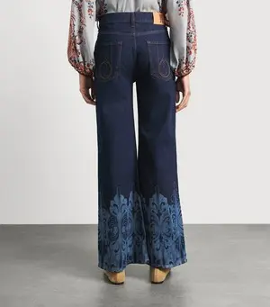 La DoubleJ Printed Cropped Flared Jeans