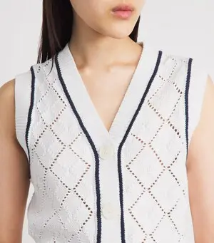 Varley Pointelle-knit Sleeveless Cardigan