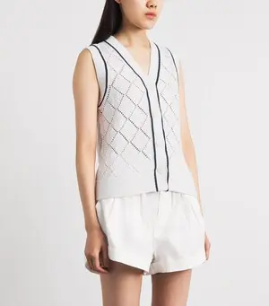 Varley Pointelle-knit Sleeveless Cardigan