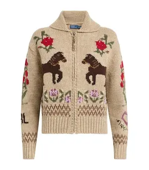 POLO RALPH LAUREN Polo Ralph Lauren Cotton-Wool Horse Intarsia Zip-Up Cardigan