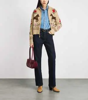 Polo Ralph Lauren Cotton-wool Horse Intarsia Zip-up Cardigan